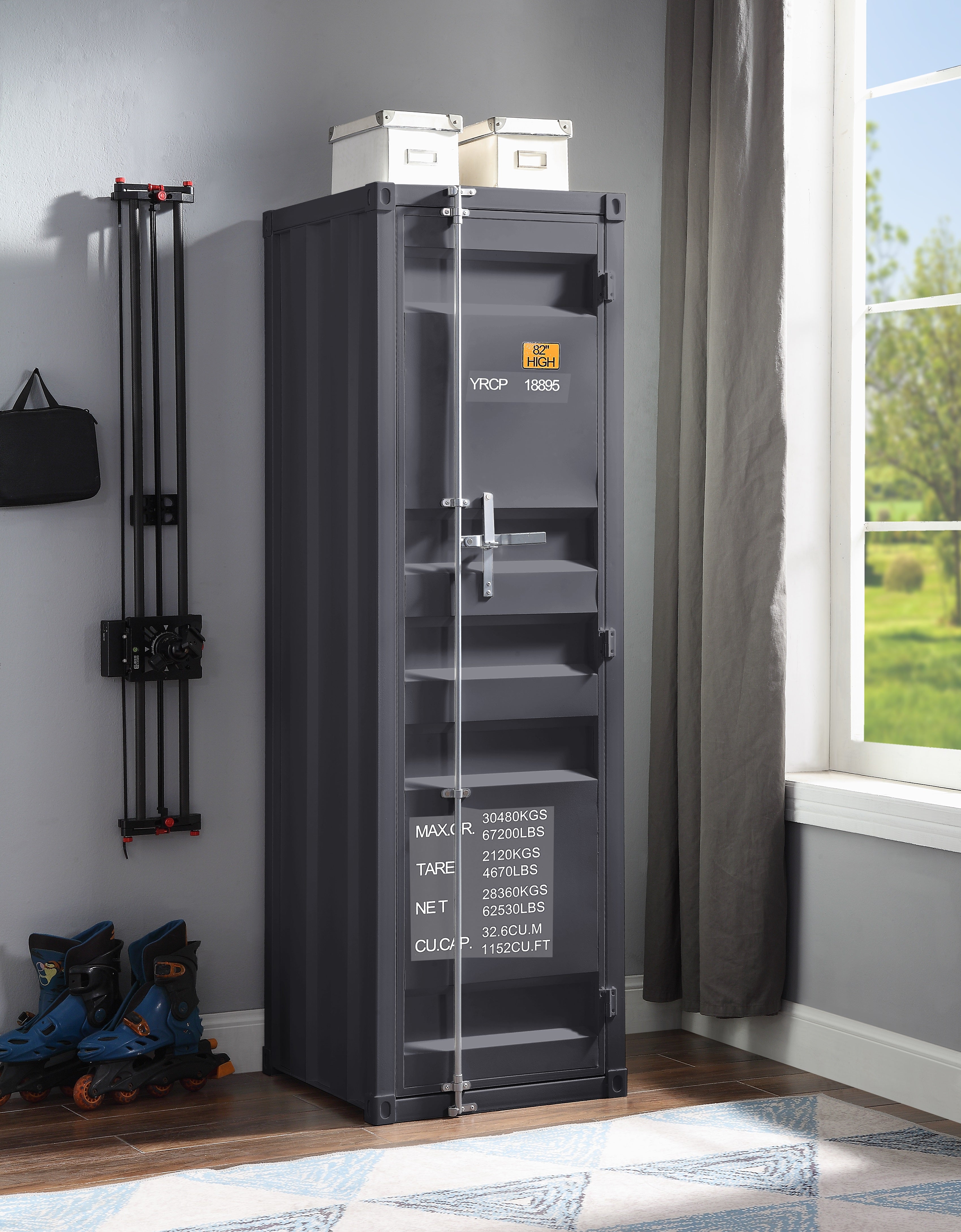 Cargo Gunmetal Wardrobe (Single Door) – SAMS MATTRESS & FURNITURE