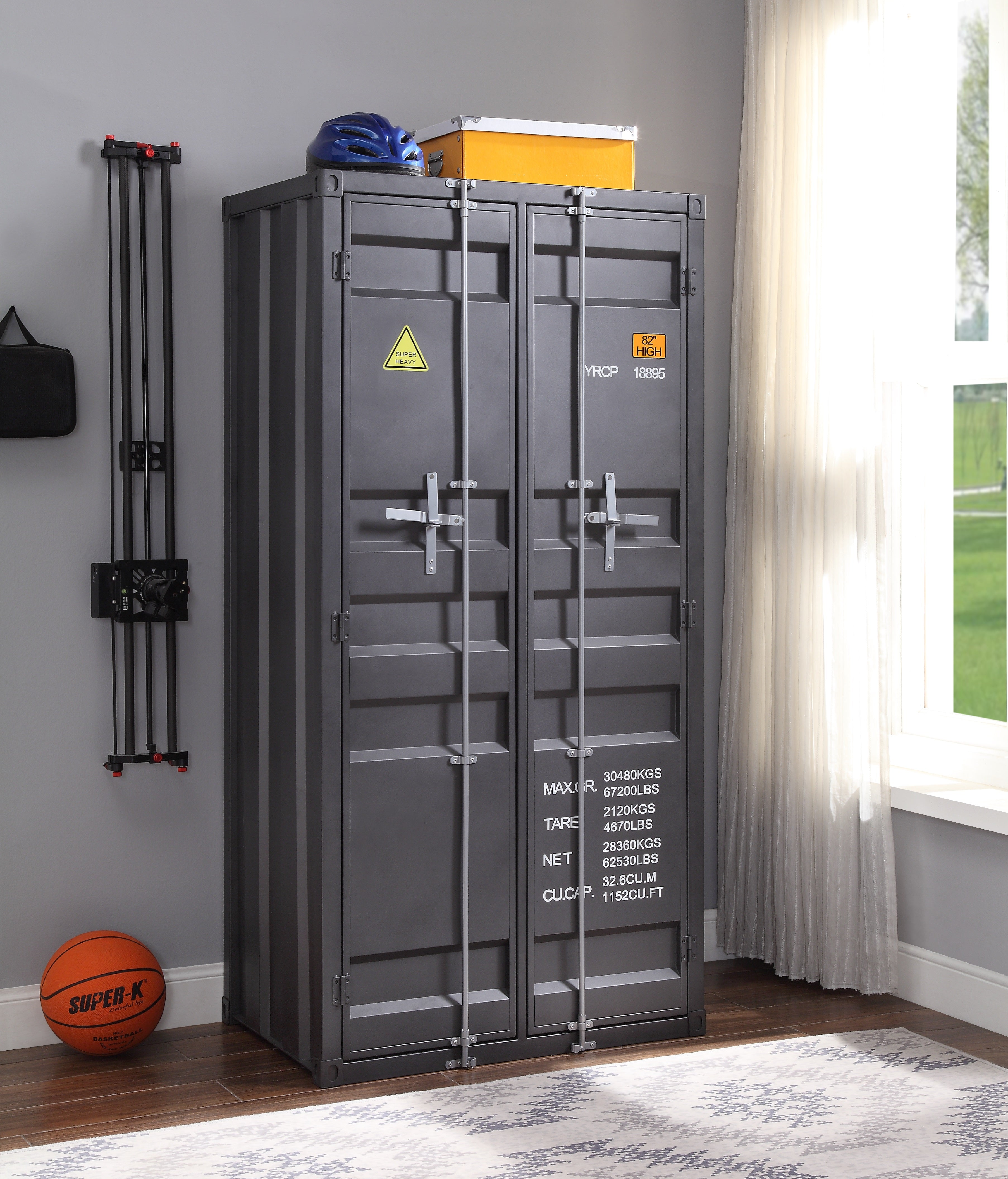 Cargo Gunmetal Wardrobe (Double Door) – SAMS MATTRESS & FURNITURE
