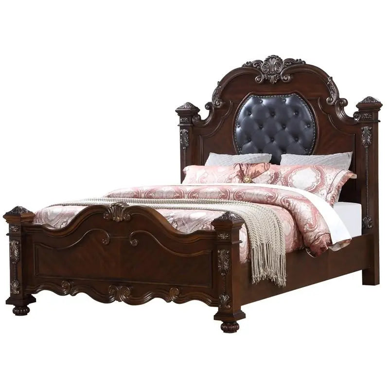 Destiny 6Pc Traditional Bedroom Set in Cherry Finish by Cosmos Furnitu ...