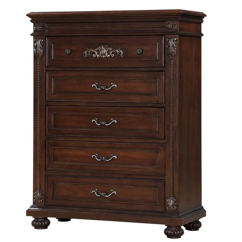 Destiny 6Pc Traditional Bedroom Set in Cherry Finish by Cosmos Furnitu ...