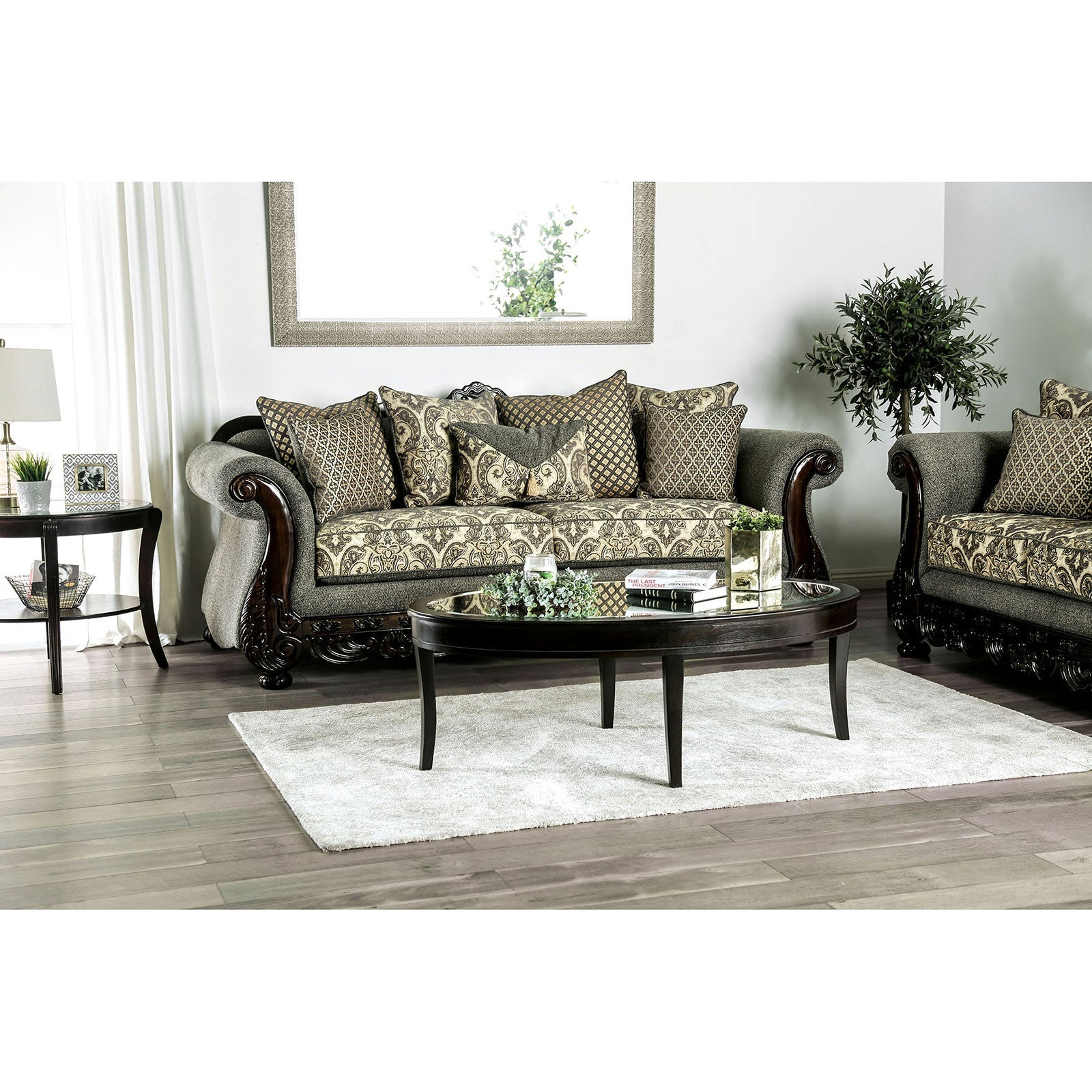 Justina Gray/Espresso Sofa – SAMS MATTRESS & FURNITURE