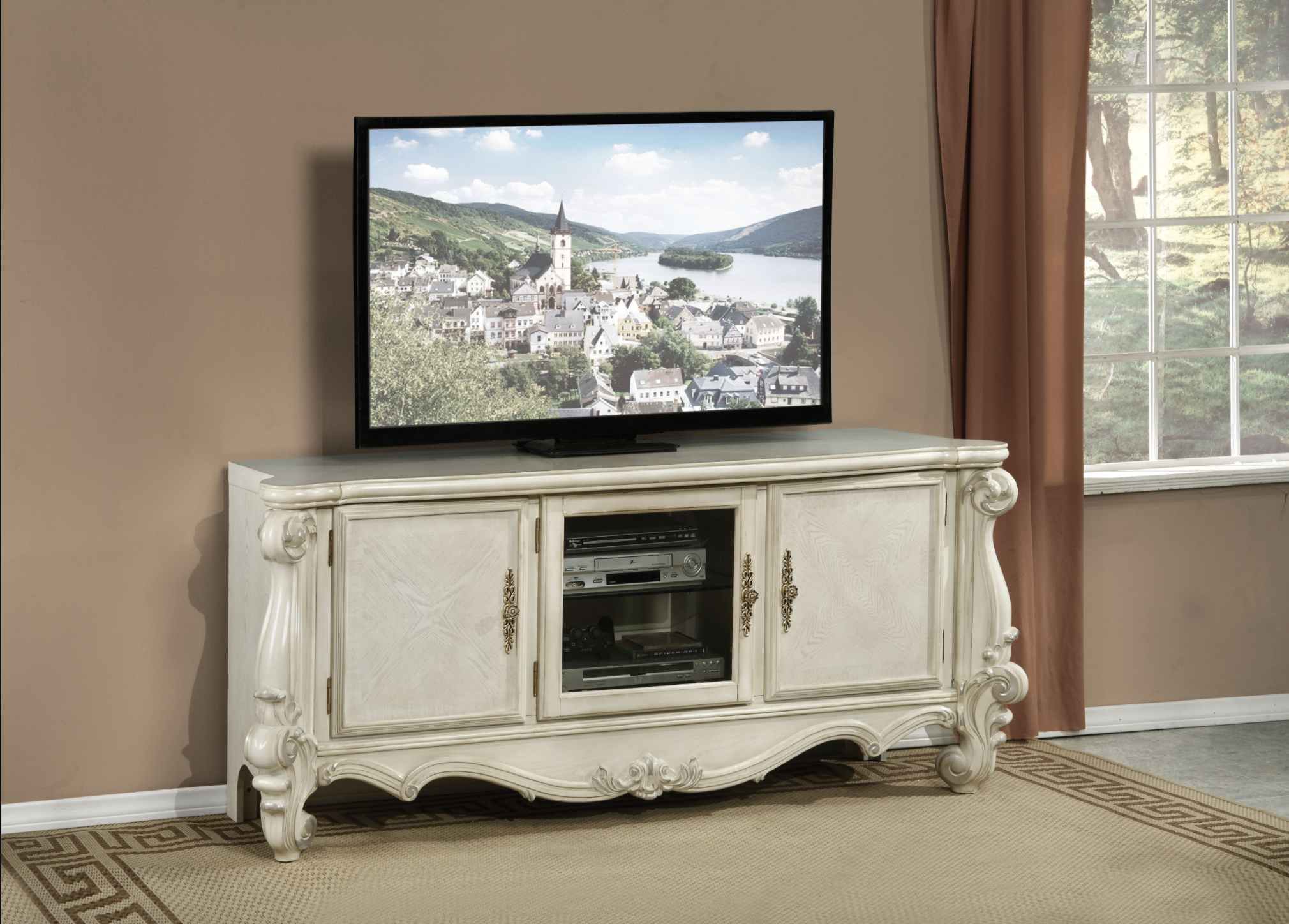 Versailles Bone White TV Stand – SAMS MATTRESS & FURNITURE