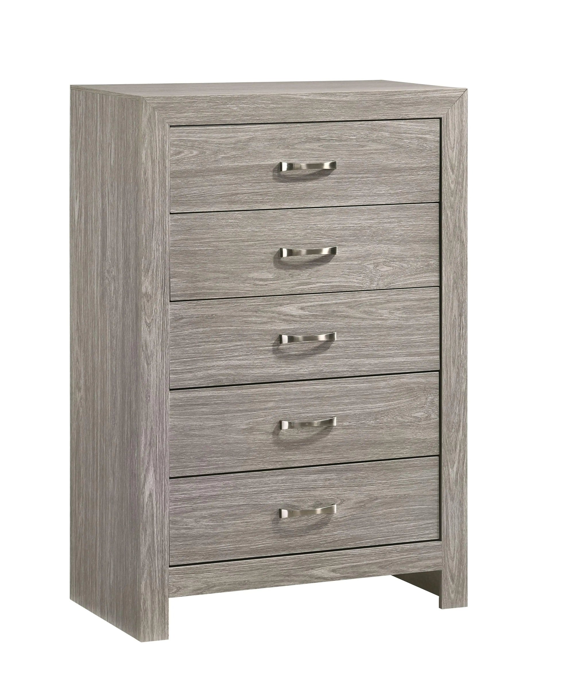 Yasmine White 6Pc Modern Bedroom Set in Gray Finish by Cosmos Furnitur ...