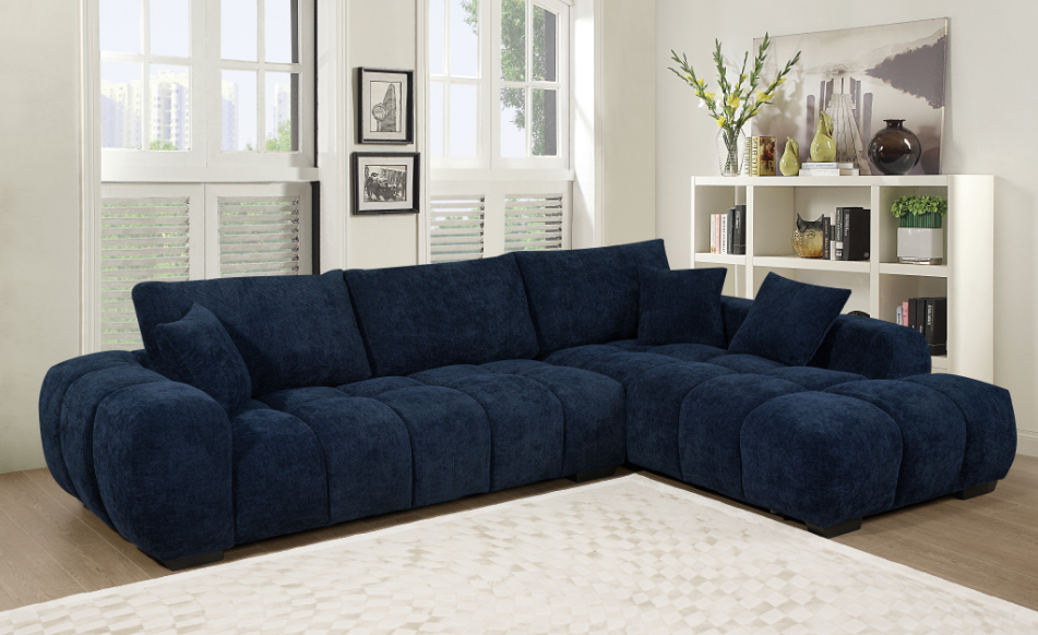 Manhattan Dark Blue RAF Chaise Sectional – SAMS MATTRESS & FURNITURE